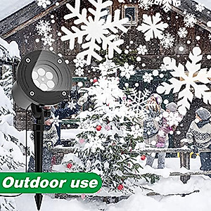 Christmas Lights Outdoor Lights Outside LED Projector Halloween Decorations Waterproof White Moving Snowflake Landscape for Christmas, Holiday, Birthday, Wedding, Party, Garden