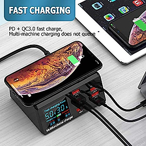FUHAOXUAN 8-Port USB Fast Charger 100W USB hub Fast Charging Station Compatible with All Phone iPhone 11/11 Pro / 11 Pro Max iPhone X/XR/XS/XS Max iPhone 8/8 Plus