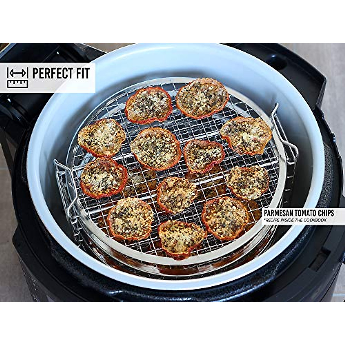 Kitchnplus Dehydrator Rack Stainless Steel Stand. Compatible with Ninja Foodi 6.5 and 8 Quart and Instant Pot 8 Qt Pressure Cooker. Includes Non-Stick Baking Sheets Accessories and Dehydrating Cookbook