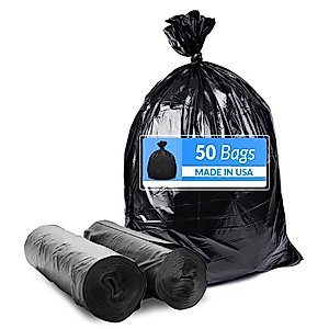 Reli. SuperValue Trash Bags, 55-60 Gallon | 50 Count | Made in USA | Black 55 Gallon Trash Bags | Heavy Duty Can Liners, Garbage Bags, Bulk Contractor Bags 55 Gallon Capacity | Black