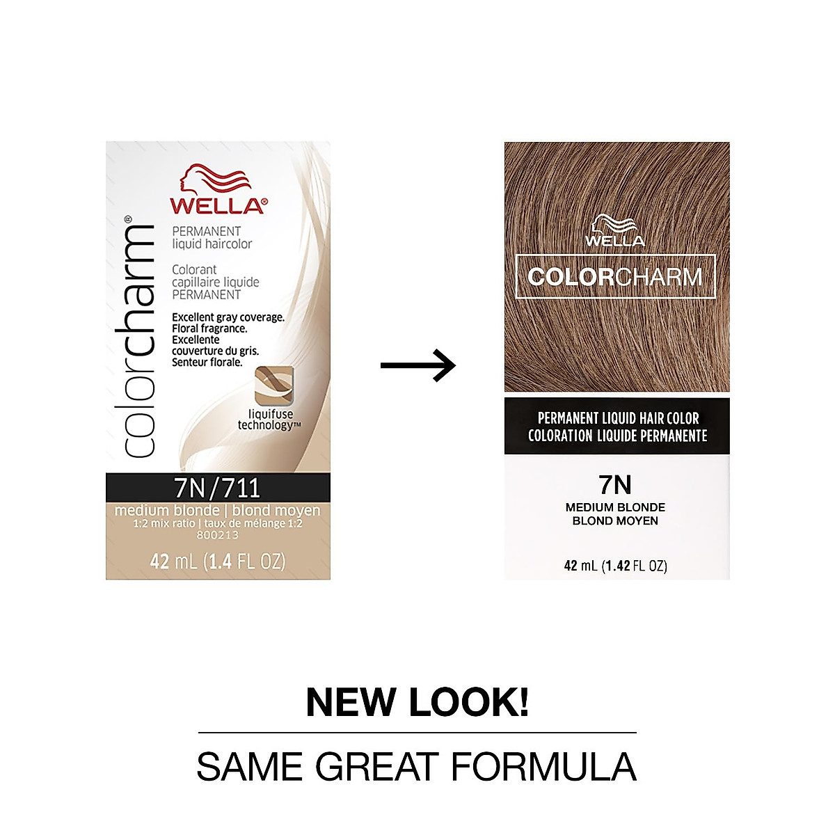 COLORCHARM Permanent Liquid Hair Color for Gray Coverage| 7N Medium Blonde | 1.4 Fl Oz