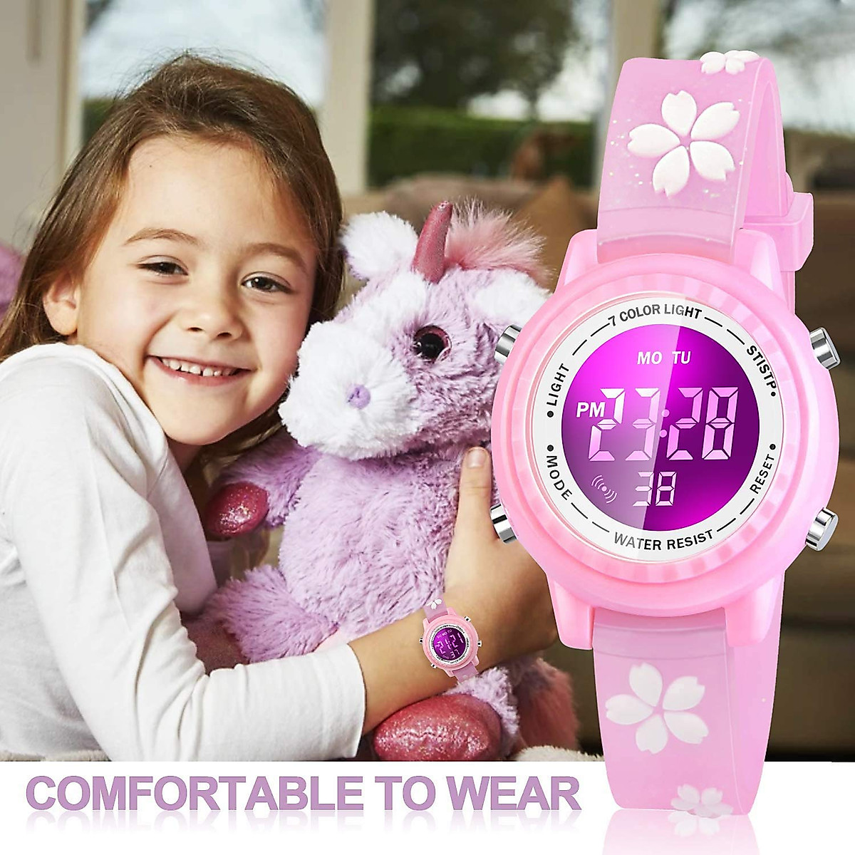 Viposoon Gifts for 3 4 5 6 7 8 9 Year Old Girls, 3D Kids Waterproof Watch Toy for 4-8 Year Old Girls Birthday Gifts for 3-10 Year Old Girls