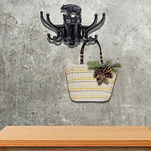 BestGiftEver Decorative Rustic Coat Hooks with Black Bear Accent - Free Spinning Movable Cast Iron Wall Hooks - Rustic Key Hook, Towel Holder, Bag and Coat Hanger for Wildlife and Woodland Theme.