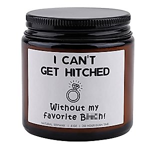 Bridesmaid Proposal Gifts Can't Get Hitched Lavender Scented Soy Candle - Wedding or Bachelorette Party Best Friend Birthday Gifts for Women Funny Gifts 4OZ