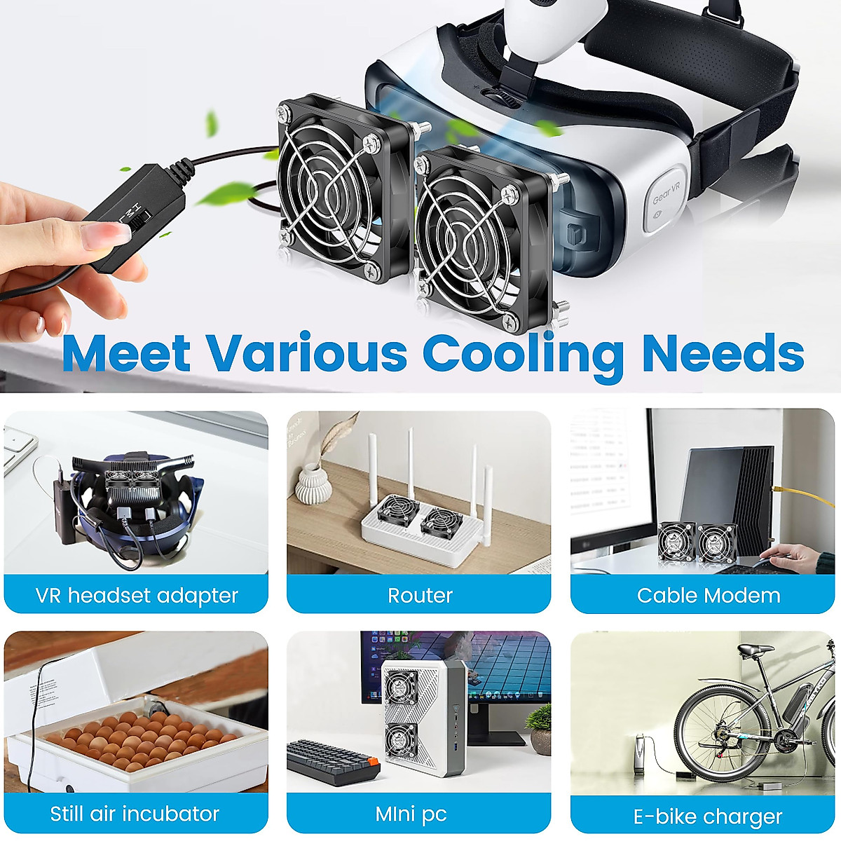 GDSTIME 2-Pack 60mm x 15mm USB Fan with 3 Speed Control, 5V Brushless DC Cooling Fans for PC Computer Case Cooler Raspberry Pi Radiator Ventilation