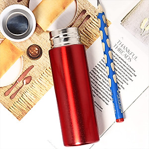 Dxobay Cute Slim Water Bottles, Mini Kids Water Bottle, Insulated Stainless Steel Water Bottles, Thermos Water Bottle with Vacuum Sealing & Double Wall Design(4.4 Oz, Red)