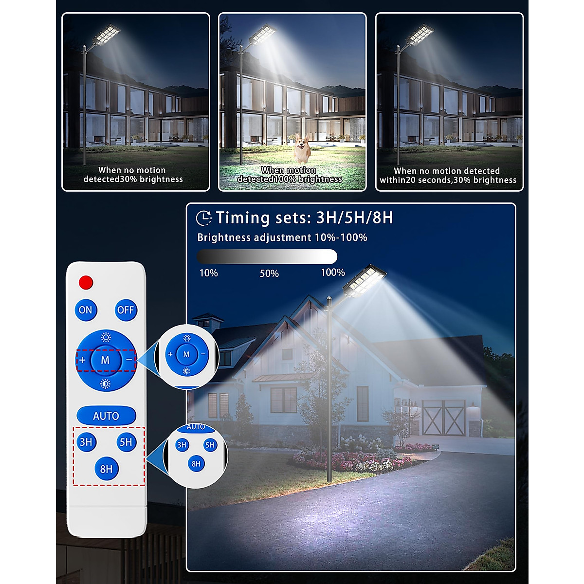 JAYNLT 6000W Solar Street Lights Outdoor,6500K 600000LM Highest Lumen Solar Parking Lot Lights,Waterproof Duks to Dawn Solar Flood Security Lights Motion Sensor for Yards, Driveways