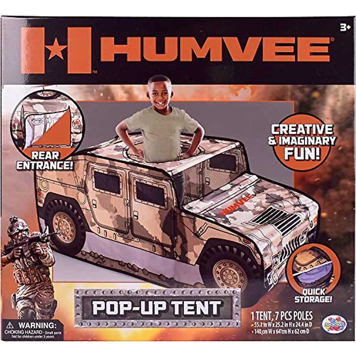 Sunny Days Entertainment Humvee Pop Up Tent - Children's Camo Pop Up Playhouse | Camouflaged Military Toy for Kids