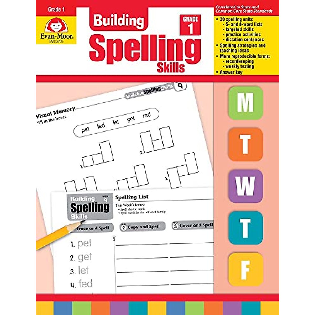 Evan-Moor Building Spelling Skills, Grade 1 - Homeschooling & Classroom Resource Workbook, Reproducible Worksheets, Teaching Edition, Spelling Strategies, Reading and Writing Skills