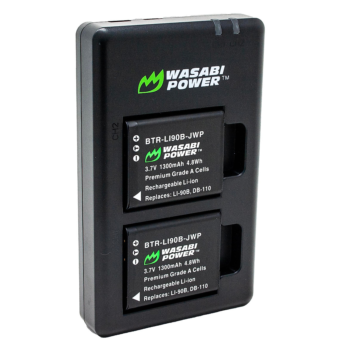 Wasabi Power Battery (2-Pack) and USB-C Dual Charger for Ricoh DB-110 and Ricoh GR III, GR IIIx, Theta X, WG-6, G900