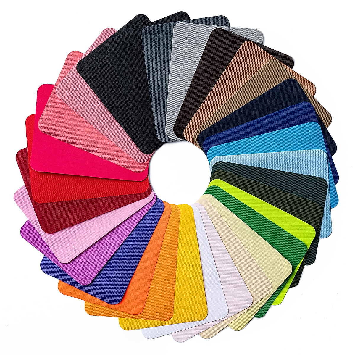 Amrules Iron Patches, 30 Piece 3.7 X 4.9 Inch Multi-Colored Fabric Repair Kit, 29 Shades Iron on Patches for Jeans, Shirts, Clothes, Pants