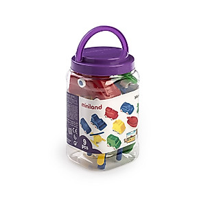 Miniland Educational - Minimobil 9 piece set - Durable Assorted Flexible Plastic Toy Cars For Young Children, Safe Non Removable Wheels, Promotes Tactile Skills And Coordination