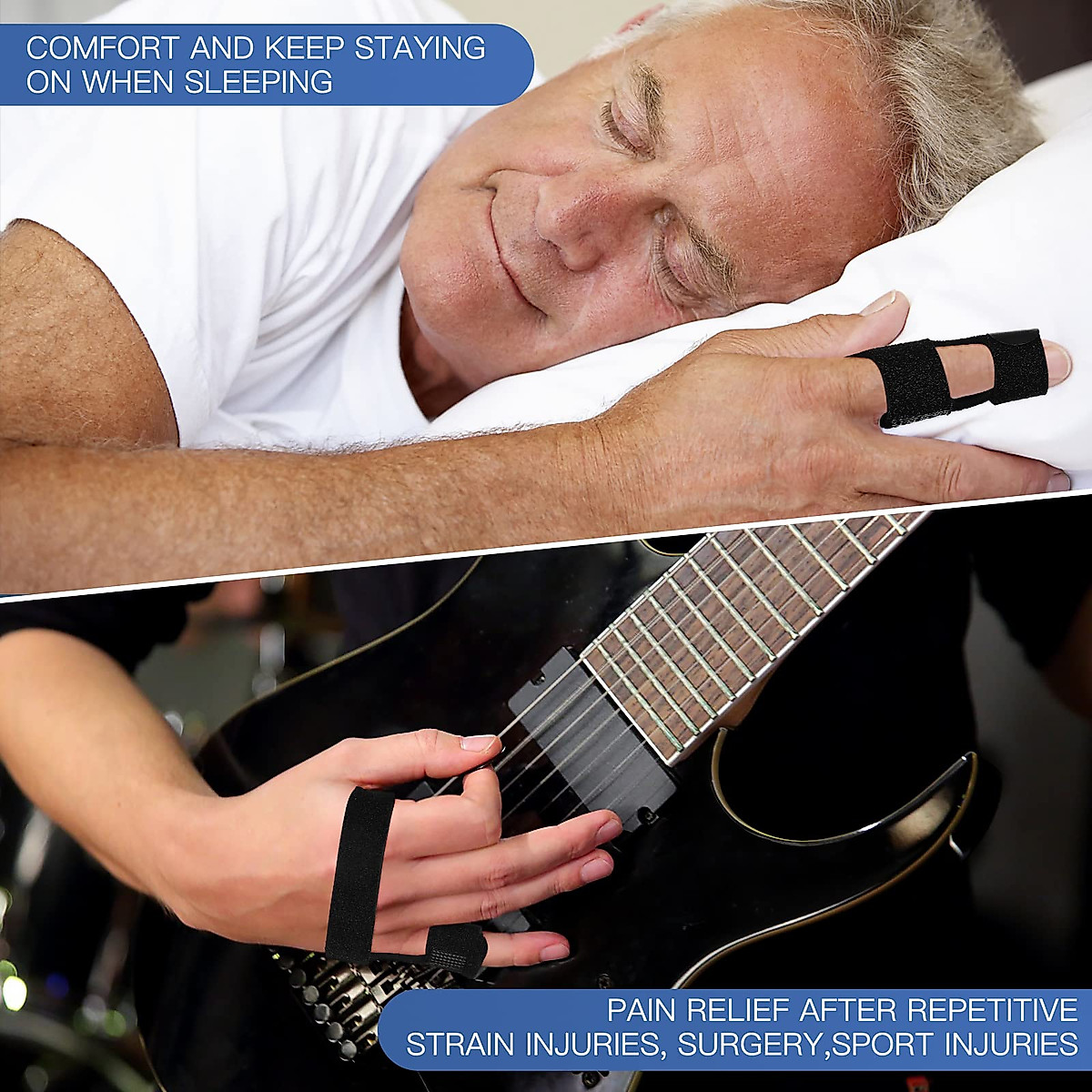 Trigger Finger Splint Knuckle Brace: 2 Pieces Adjustable Finger Padded Straightener for Right and Left Hand Index Middle Ring Pinky Support for Alleviating Finger Locking Popping Bending Stiffness