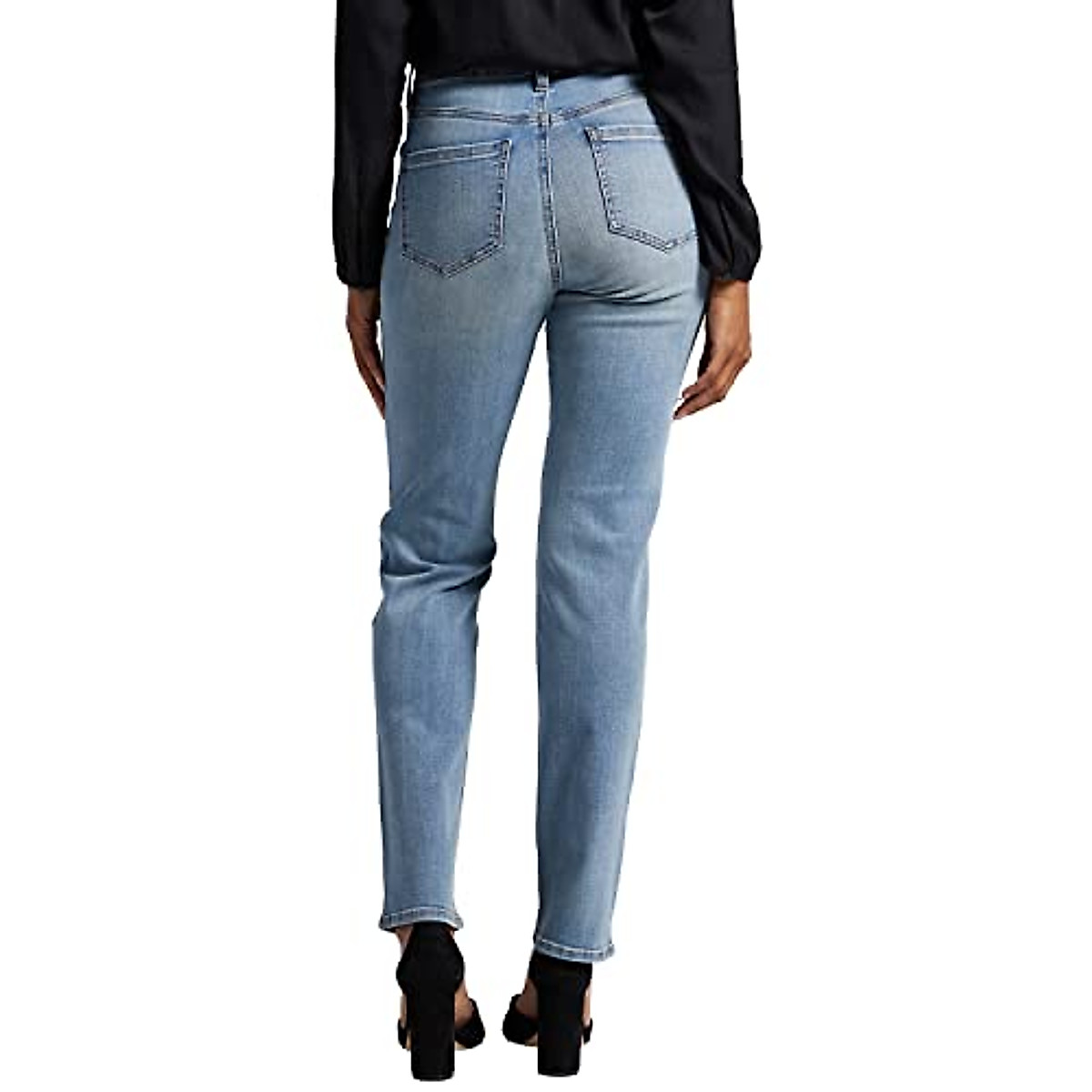 JAG Jeans Women's Petite Vivie High Rise Straight Leg Pull-on Jeans, Beachside, 12