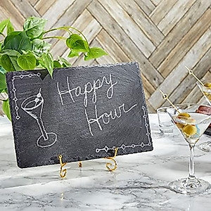 Juvale Set of 6 Black Slate Charcuterie Boards with Chalk, Individual Stone Plates for Cheese, Meat, Appetizers (8 x 12 In)