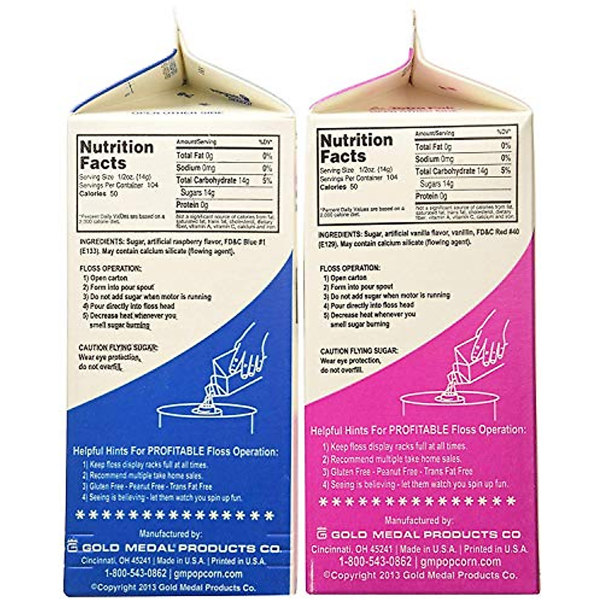 Concession Essentials - CE Floss Sugar -2pk Cotton Candy Floss Sugar 2 Pack (Pink Vanilla and Blue Raspberry)