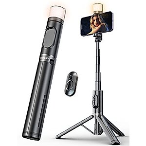 Selfie Stick with Curved Fill Light, Portable & Stable Phone Tripod Stand with Wireless Remote for iPhone/Samsung/Google/One Plus/Sony etc.