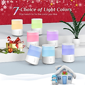 2500mL Cool Mist Humidifiers for Bedroom, Essential Oil Compatible, 7-Color Light, 25dB Quiet Run Up to 30H, BPA-Free Humidifiers for Large Room Plants Baby Room, Auto Shut Off, Easy to Clean