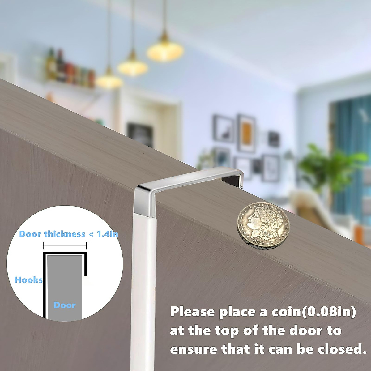 Over the Door Hooks, Heavy Duty Hangers Organizer Hooks with Soft Rubber Surface Prevent Scratches, Door Hanging Hooks for Bedroom, Kitchen, Bathroom Hanging Hats, Bags, Keys, Coats (White, 4 Pack)