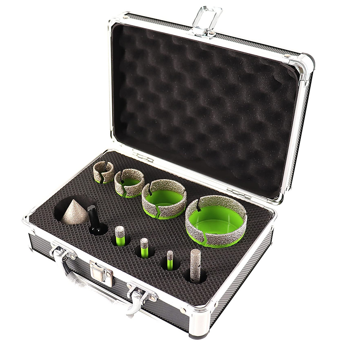 FACHLICH Diamond Core Drill Bits Set - 10pcs Tile Hole Saw Kit 6/8/10/25/35/50/65mm with 2" Diamond Beveling Chamfer Bits for Porcelain Ceramic Tile Granite Marble