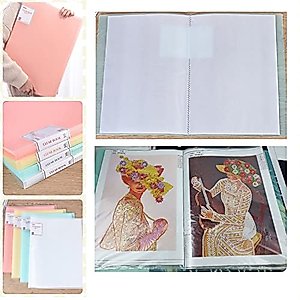 A3 Diamond Painting Storage Book 30 Pags,Art Portfolio Painting Storage Book Clear Pockets Sleeves Protectors for Artwork, Report Sheet, Letter Album Folder Storage Bag 44 X 32.5 cm (Pink)