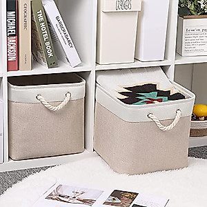 Bidtakay Baskets Set Fabric Storage Bins-Beige Bundled Baskets of 2 Large Baskets 16" X 11.8" X 11.8" + 6 Small Baskets 11.8" X 7.8" X 5"