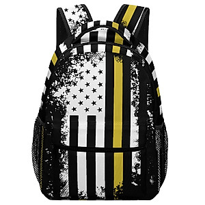 Vintage 911 Dispatcher Thin Gold Line Flag Travel Backpack Casual Sports Bag Oxford cloth suitable For Study Shopping traveling camping