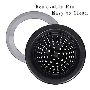Stainless Silicone Kitchen Sink Strainer,Drain Protector,Prevent Clogging,Large Wide Rim 4.5 inch Diameter,Tools Home Improvement,Pack of 2 (Black)