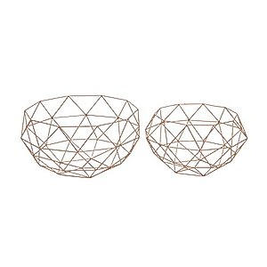 Deco 79 Metal Geometric Wire Tray, Set of 2 12", 14"W, Gold