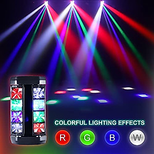 LED Mini Spider Moving Head Light 8x5W Beam Stage Lights RGBW Sound Activated DMX-512 Control for DJ Party Bar Disco Show Wedding Event Stage Lighting