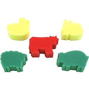 Anthony Peters AP/013/SPA Painting Stamper Animal Theme-Pack of 5 Shapes-Children's Arts and Crafts-Quality Sponge, Red, Yellow, Green