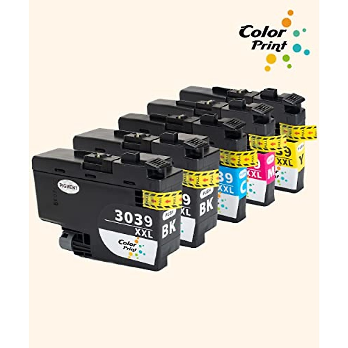 5-Pack ColorPrint Compatible LC3039 Ink Cartridge Replacement for Brother LC3039XXL LC-3039 XXL LC3037 LC-3037 Work with MFC-J5945DW MFC-J5845DW MFC-J6545DWXL MFC-J6945DW Printer (2 BK, 1C, 1M, 1Y)