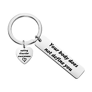 TIIMG Eating Disorder Awareness Keychain Anorexia Recovery Gifts Inspirational Gift Mental Heath Recovery (Your body eating disorder)