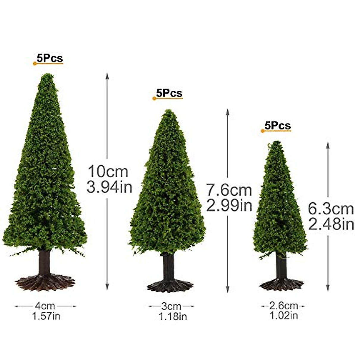 S0701 15pcs Dark Green Pine Model Cedar Trees and 8pcs Model Cows for Model Railroad Scenery Landscape Layout HO OO Scale New