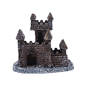 Castle Fairy Garden House Statue, Resin Castle Decor Landscaping Ornaments, Mini Vintage Figurines Sculptures Dollhouse DIY Decor Crafts for Outdoor Patio Lawn Yard Fish Tank Aquarium Decoration (B)