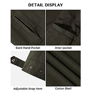 WenVen Men's Casual Cotton Light Jacket Military Barn Coat (Army Green, M)