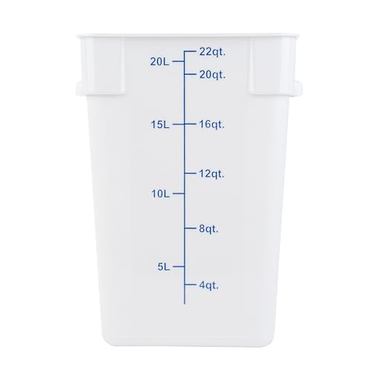 Restaurantware - Met Lux 22 Quart Food Storage Container, 1 White Storage Container - Lids Sold Separately, Blue Volume Markers, Dishwashable Container, Side Handles, For Storing Foods