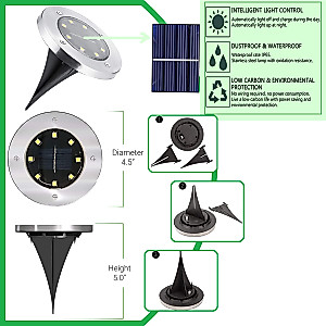 OLENYA Solar Ground Lights 8 Pack Led Solar Garden Lights Lamp Outdoor Disk Light Waterproof In-Ground Outdoor Landscape Lighting for Lawn Patio Pathway Garden Yard Deck Walkway Flood Light