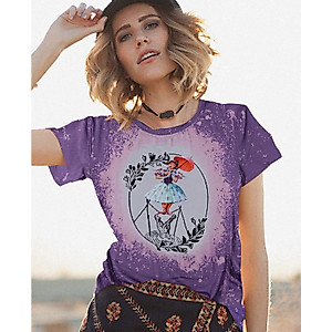 Beware of Hitch Hiking Ghost Shirt Women Funny Halloween Shirt Haunted Mansion Tshirt Fall Short Sleeve Top Purple