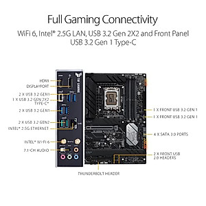 ASUS TUF Gaming H670-PRO WiFi D4 LGA 1700(Intel 12th Gen) ATX Motherboard (PCIe 5.0, DDR4,14+1 DrMOS,4xM.2 Slots,WiFi 6,2.5 Gb LAN,Front USB 3.2 Gen 1 Type-C,USB 3.2 Gen 2x2 Type-C)