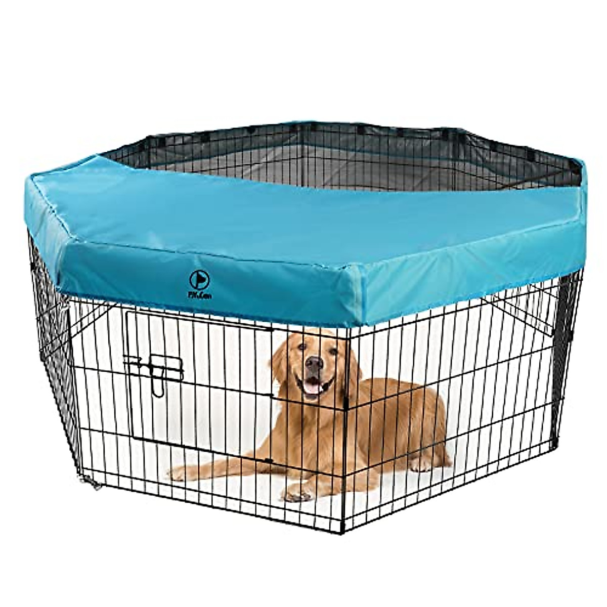 PJYuCien Dog Playpen Mesh Top Cover, Fits 24 Inch 8 Panels Regular Octagon Metal Exercise Pet Playpen, Velcro Connections, Blue (Note: Cover Only, Playpen Not Included !!!)