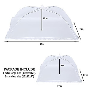 ZMCINER 8 Pack Food Tents Food Covers for Outside Mesh Screen Include 2 Extra Large (40"X 24") & 6 Standard (17"X 17") Collapsible and Reusable Mesh Food Covers for Outdoors, Fruit Cover