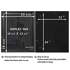 LaVie Home 11x14 Picture Frames (1 Pack, Black) Rustic Photo Frame Set with Tempered Glass for Wall Mount Display