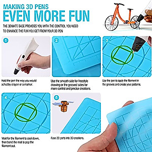 Small Size 3D Pen Mat - 3D Printing Mat for Beginners - 6.7x6.7 inch 3D Pen Mat for 3D Pens - 3D Pen Accessories Compatible with Stencils - Blue
