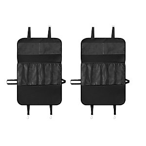sunshine sky 2 Pack Car Kick Mats for Kids, Back Seat Protector Kick Mat,Wipeable Kick Matswith 2 Storage Pockets,Keep Seat Back Neat and Clean,Universal Fit Car Decor Accessories (Black)