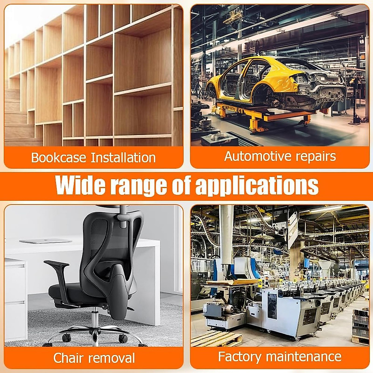 Cumulus Angle Driver, Cumuul Angle Driver, Screw Driver Right Angle Drill Adapter, 105 Degree Right Angle Drill Adapter, Right Angle Drill Attachment, Corner Tool Screw Hub for 1/4" Drill (1 Set)