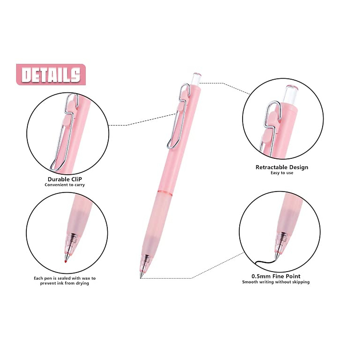 Pastel Gel Pens 20 Pack, Black Ink Pens, 10 Different Pastel Colors, 0.5mm Fine Point Cute Pens for School Office Back to School Supplies by MIVACHI