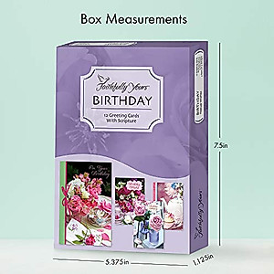 Designer Greetings Faithfully Yours Inspirational Birthday Boxed Card Assortment, Teacup Wishes with Biblical Scripture Verses (Box of 12 Greeting Cards with Envelopes), Purple (658-00510-000)
