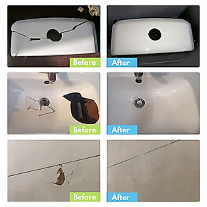 NADAMOO Tub and Tile Repair Kit White Tile Shower Repair Kit for Fiberglass Porcelain Ceramic Acrylic Stone, Fix Crack Chip Scrap Hole - 3.5 Oz