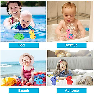 DuLaSeed Baby Toys,6 Packs Light Up Dinosaur Bath Toys, Floating Rubber Water Toys for Toddlers 1-3,Pool Bathtub Shower Toys for Kids Preschool in Christmas Birthday